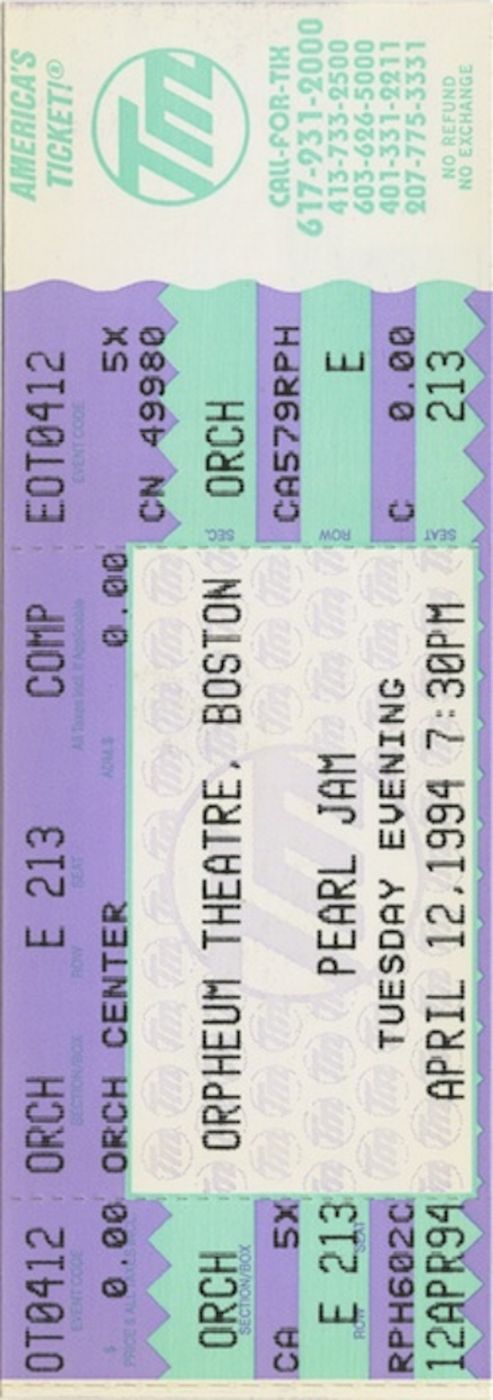 Pearl Jam - Boston, Massachusetts, Boston - 1994