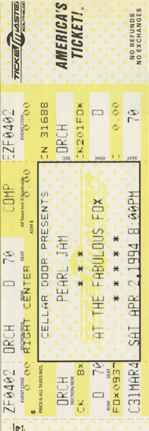 Pearl Jam - Atlanta, Georgia, Atlanta - 1994